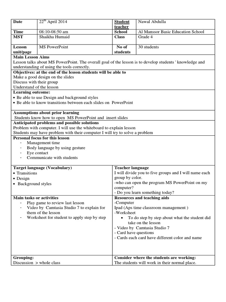Grade 4 MS PowerPoint Lesson Plan | PDF | Lesson Plan | Epistemology