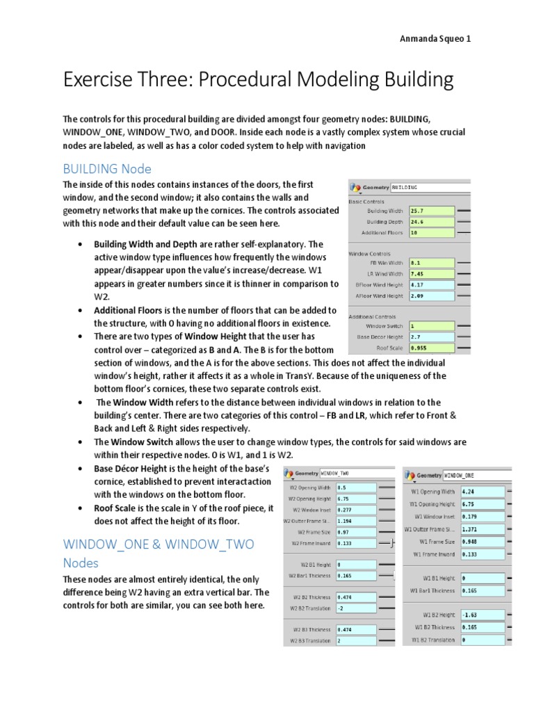 Exercise Three: Procedural Modeling Building | PDF | Door | Window