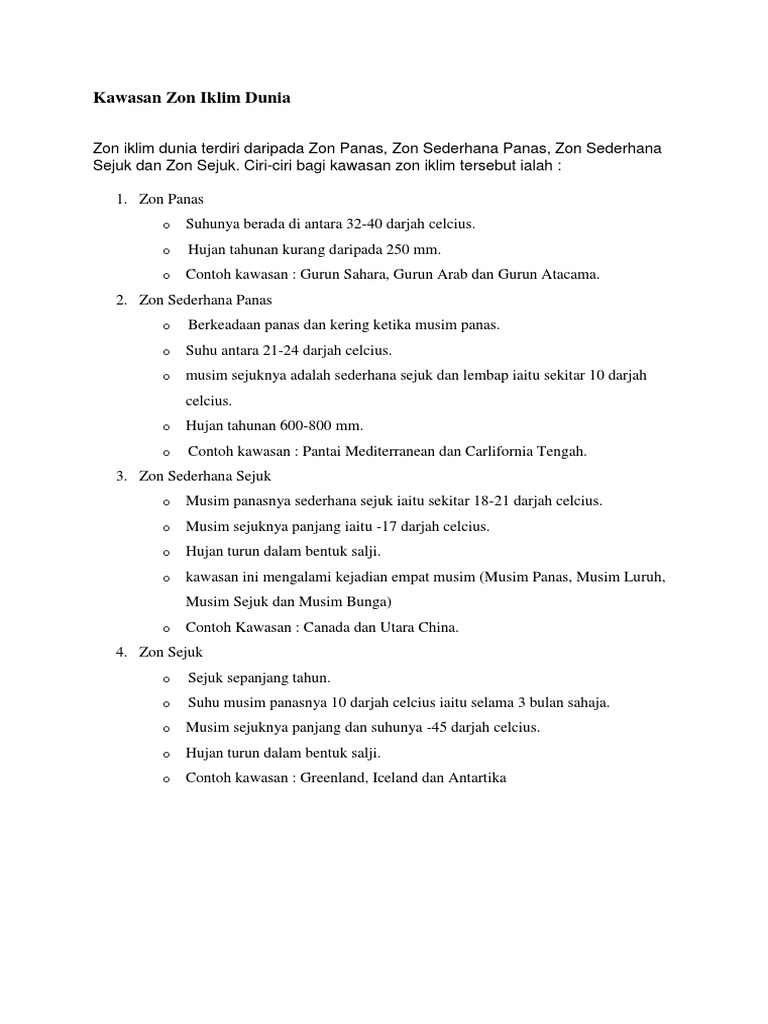 Kawasan Zon Iklim Dunia | PDF