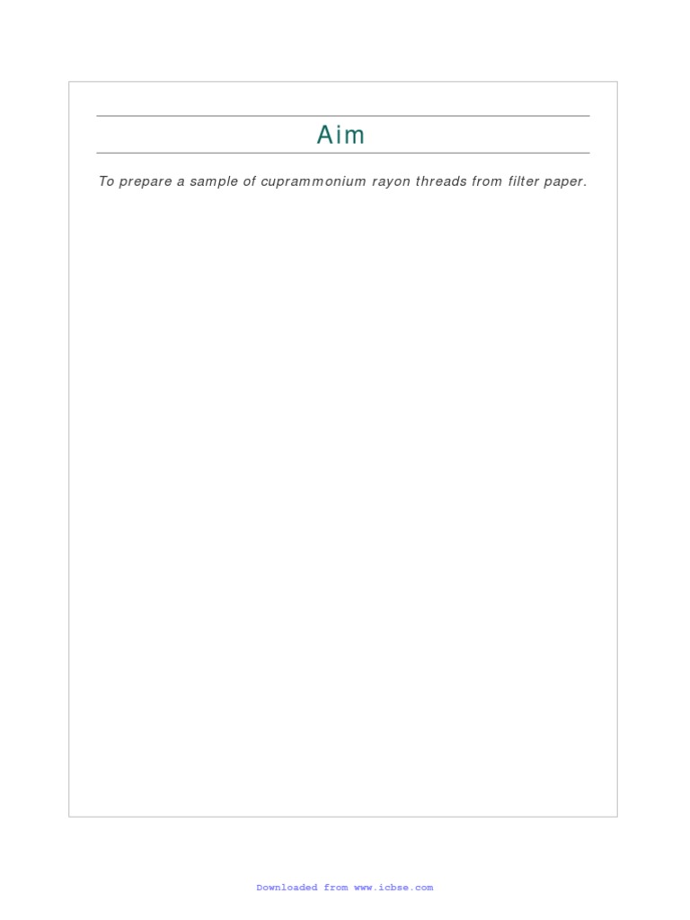 To Prepare A Sample of Cuprammonium Rayon Threads From Filter Paper ...