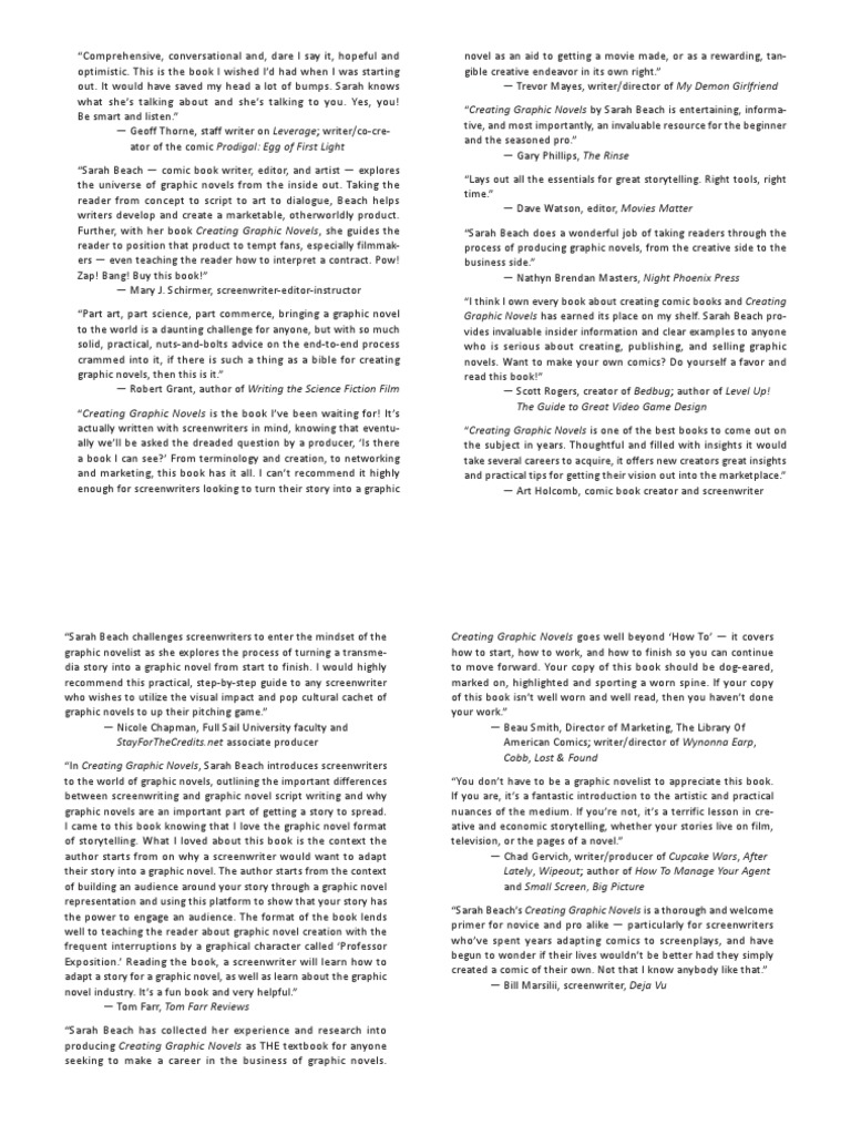 Creating Graphic Novels sample PDF | Screenwriter | Screenplay