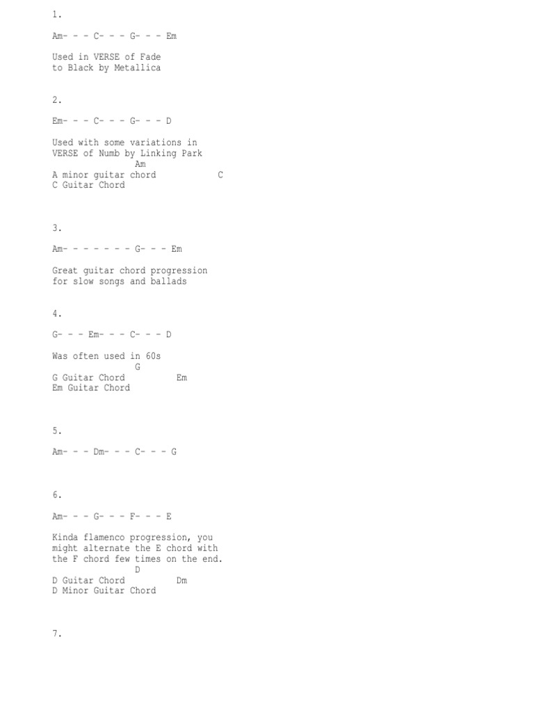 Various Ballad Chord Progressions | PDF | Song Structure | Chord (Music)
