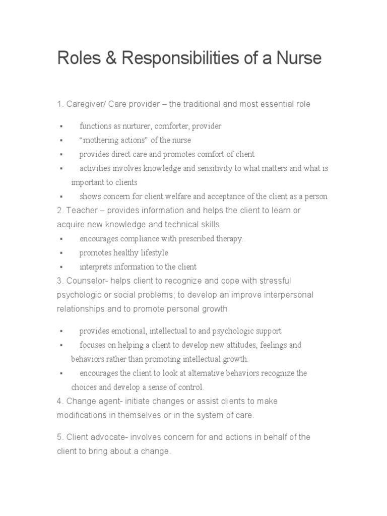 Roles of Nurses | Nursing | Behavior