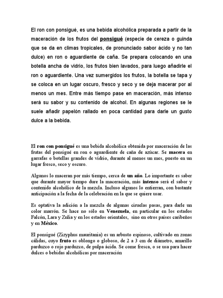 El Ron Con Ponsigué RECETA | PDF