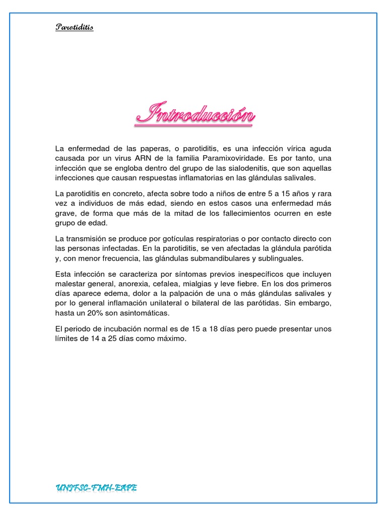 Parotiditis: Causas y Tratamientos | PDF | Especialidades Medicas ...