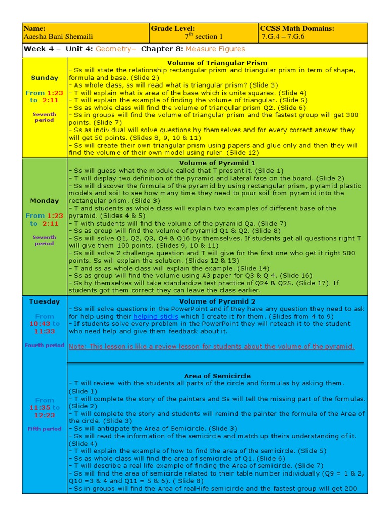 Short Lesson Plan 4 | PDF | Triangle | Cognition