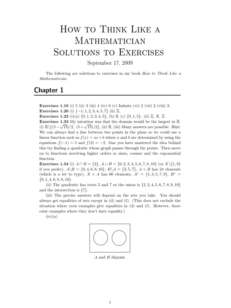 Chapter 1 Solutions: Think Like a Mathematician | PDF | Quadratic ...