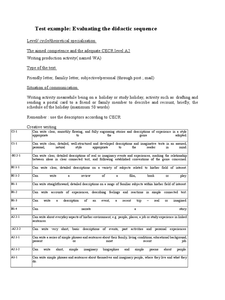 Test Example: Evaluating The Didactic Sequence | Download Free PDF ...