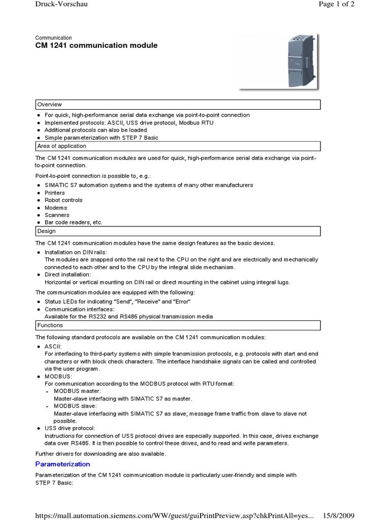 CM1241 | PDF | Communications Protocols | Interface (Computing)