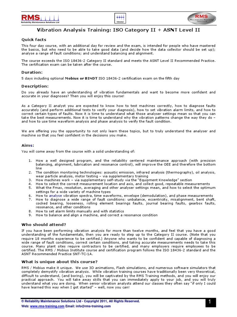 Vibration Analysis - Iso Cat II Asnt Level II 1331196230 | PDF ...
