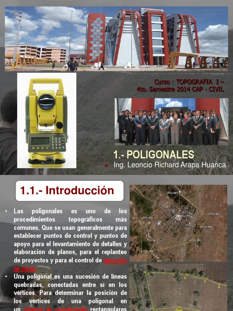 Poligonales en Topografía: Tipos y Cálculos | PDF | Azimut | Topografía