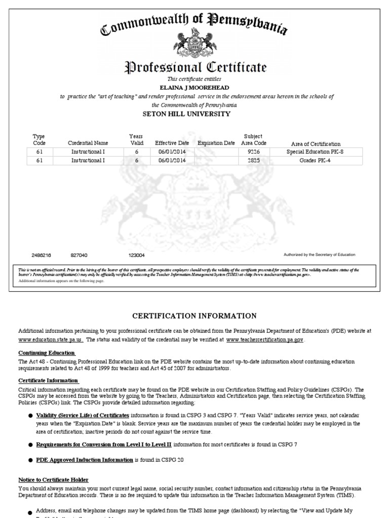 Professional Development Certificate For Teachers