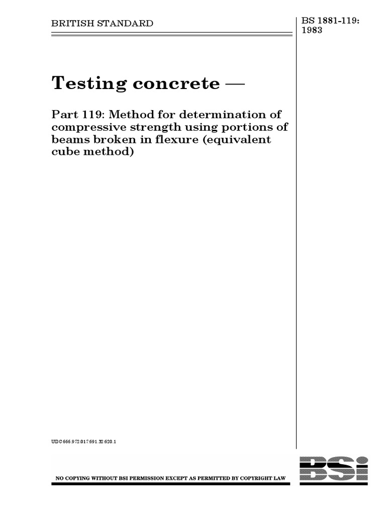 BS 1881-119 CONRETE Method For Determination of Compressiv | PDF ...