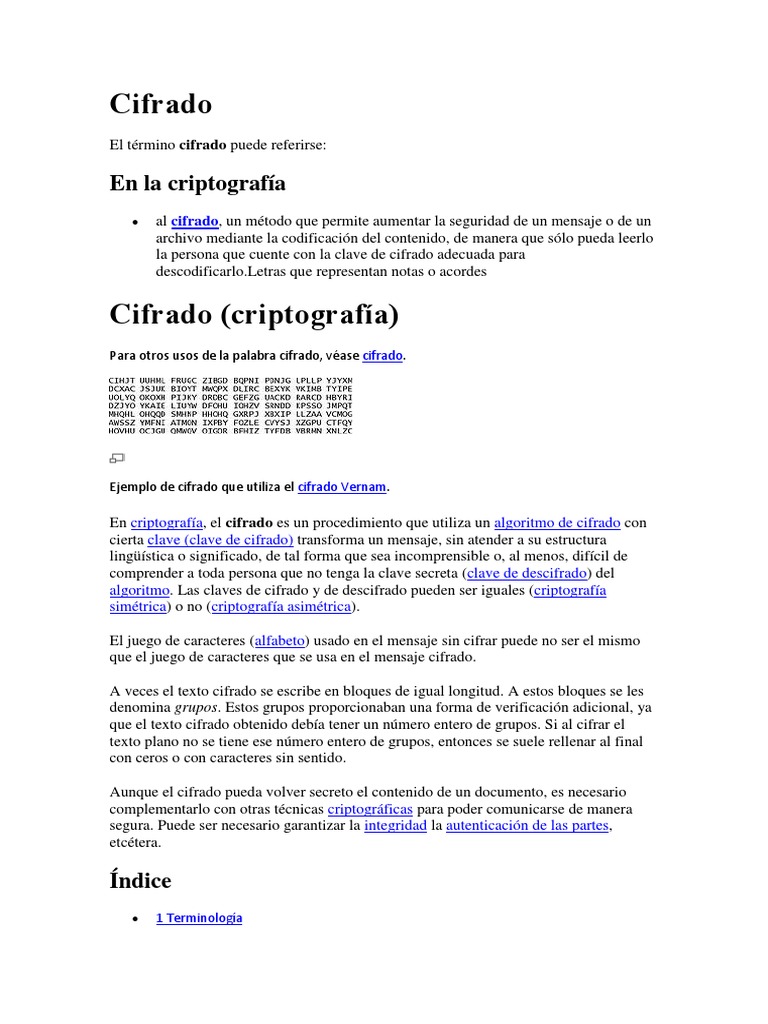 Cifrado | PDF | Cifrado | Clave (criptografía)