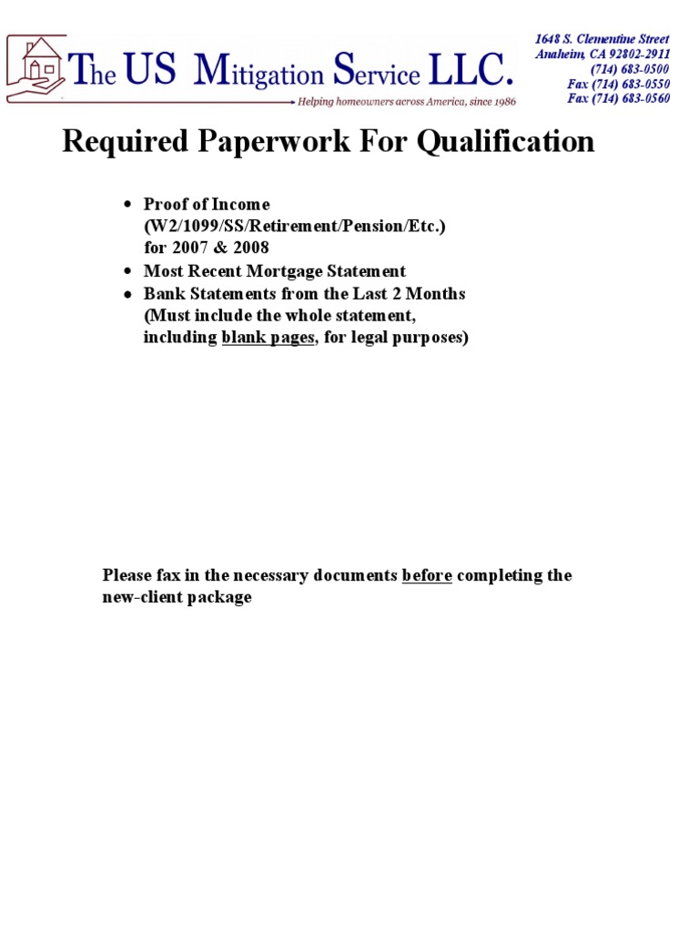 Required Paperwork | PDF