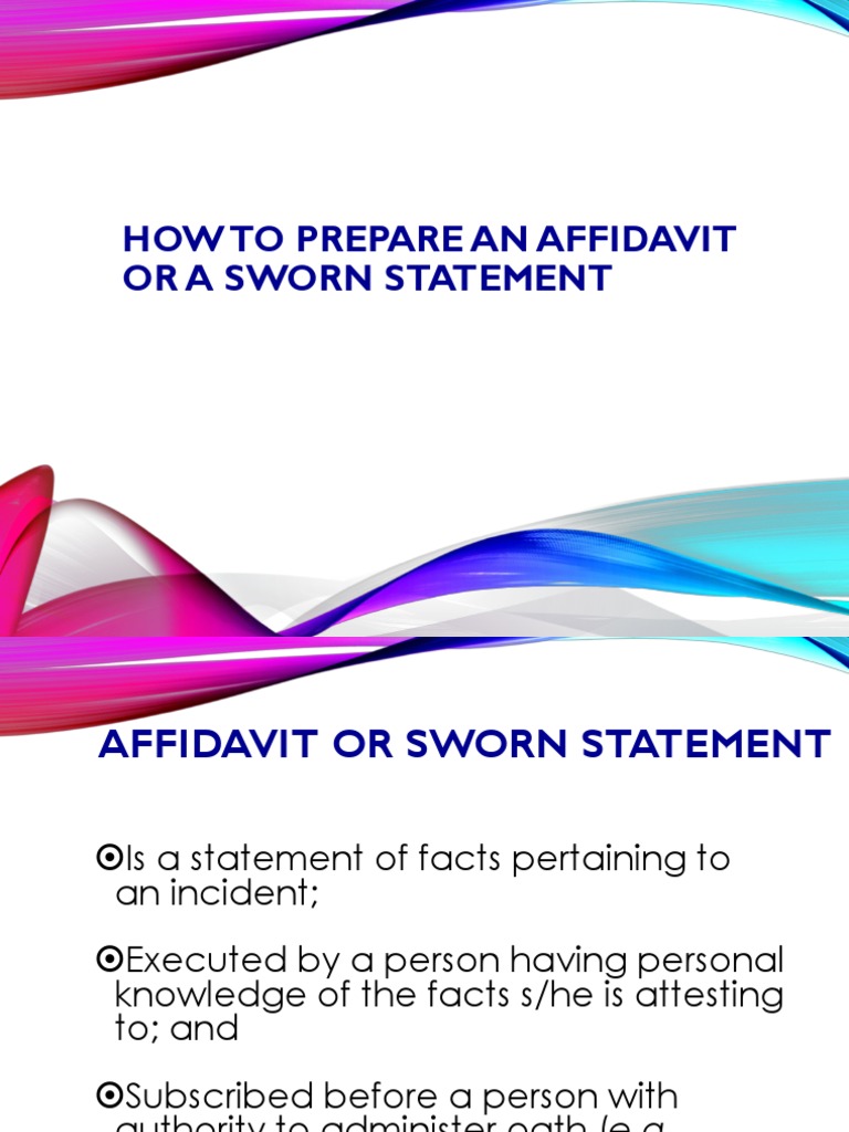 How to Prepare a Sworn Statement | Affidavit | Witness