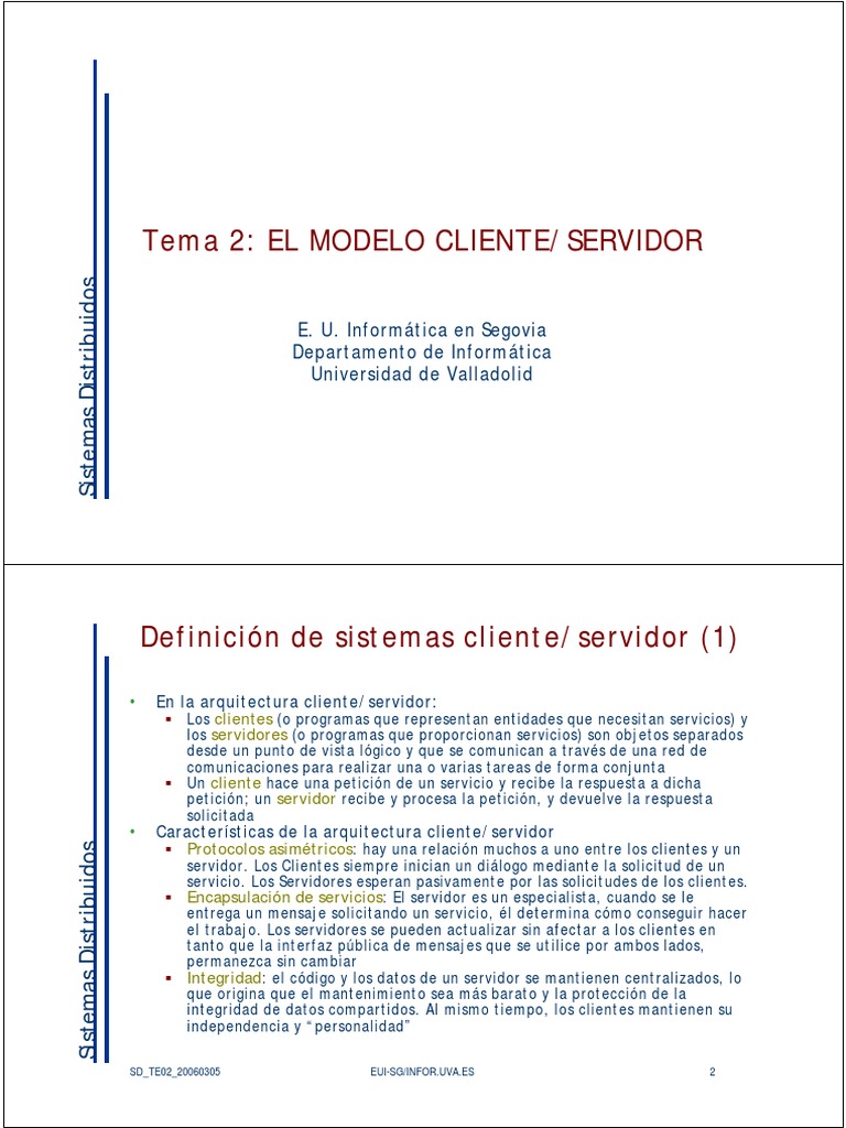Introducción al Modelo Cliente/Servidor | PDF | Modelo cliente-servidor ...