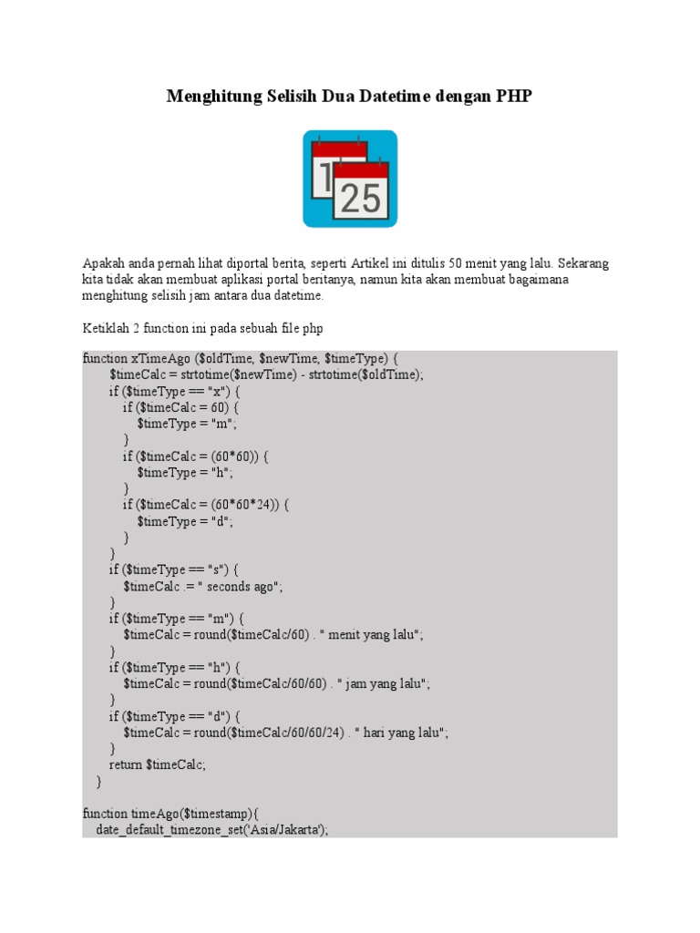 Menghitung Selisih Dua Datetime Dengan PHP | PDF