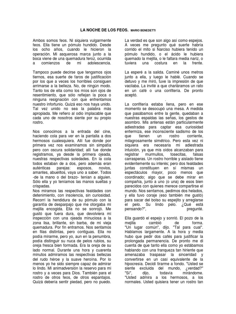 La Noche De Los Feos Pdf Amor Science