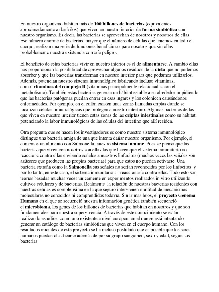 Bacterias en El Cuerpo Humano | PDF | Las bacterias | Sistema inmune