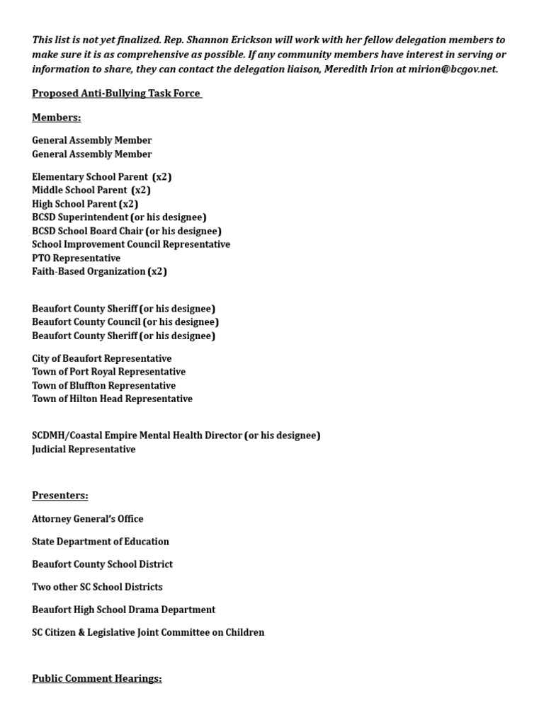 Proposed Anti-Bullying Task Force | PDF | Foreign Language Studies | Art