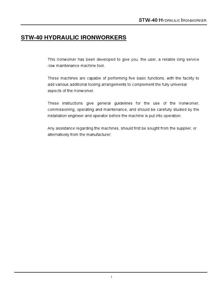 STW 40 | Download Free PDF | Machine Tool | Switch