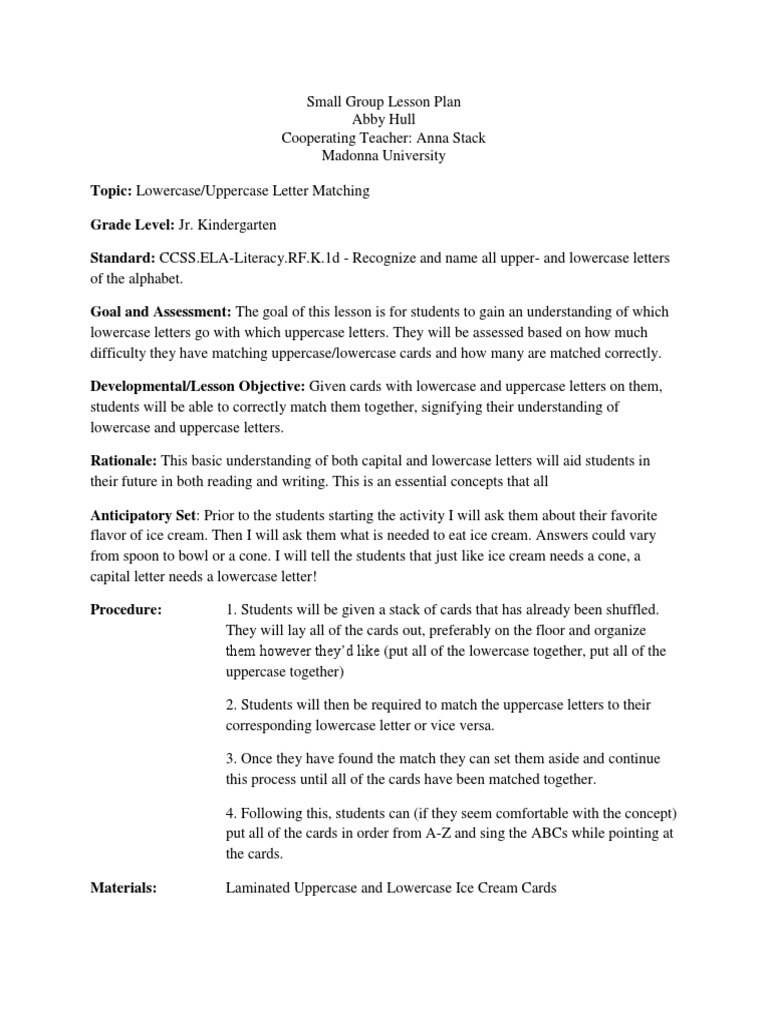 Lesson Plan - Little Tots | PDF | Letter Case | Lesson Plan