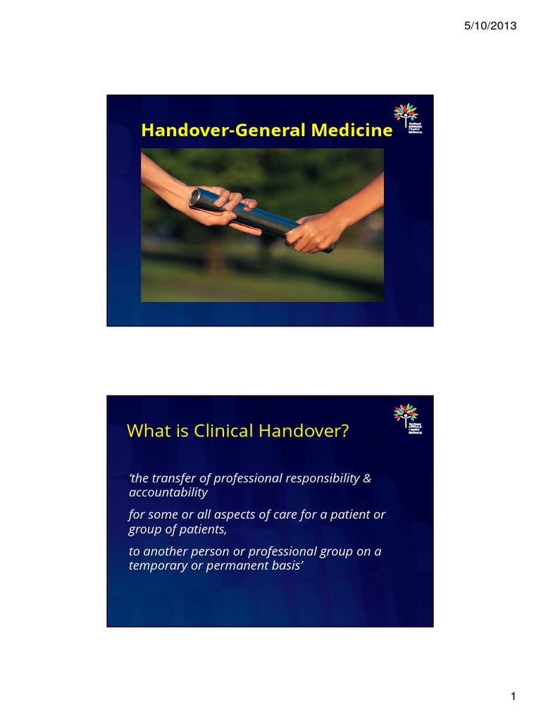 Clinical Handover in General Medicine | PDF | Medical Specialties ...
