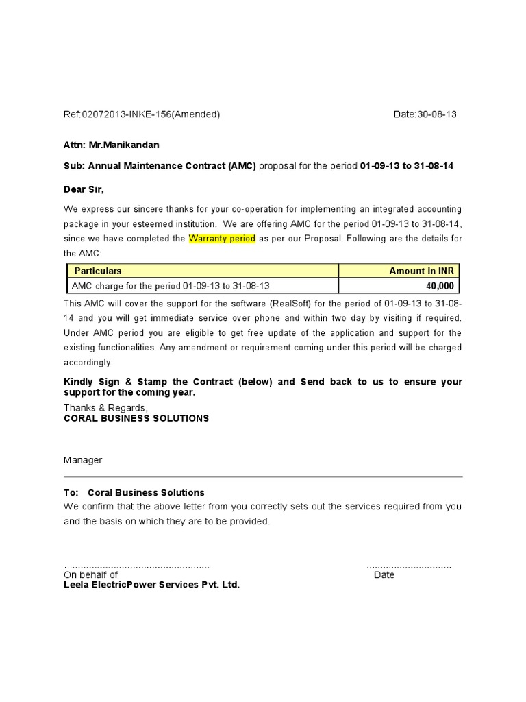 Software AMC Contract Format | PDF