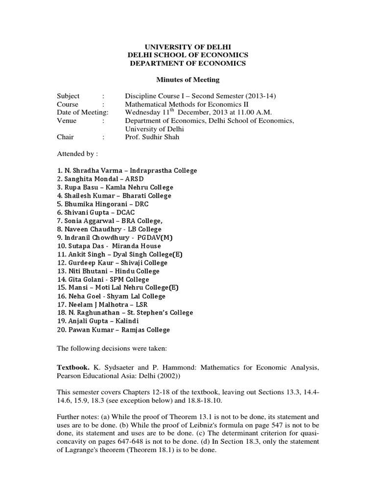 Course I Mathematical Methods For Economics II | PDF | Mathematical Optimization | Derivative