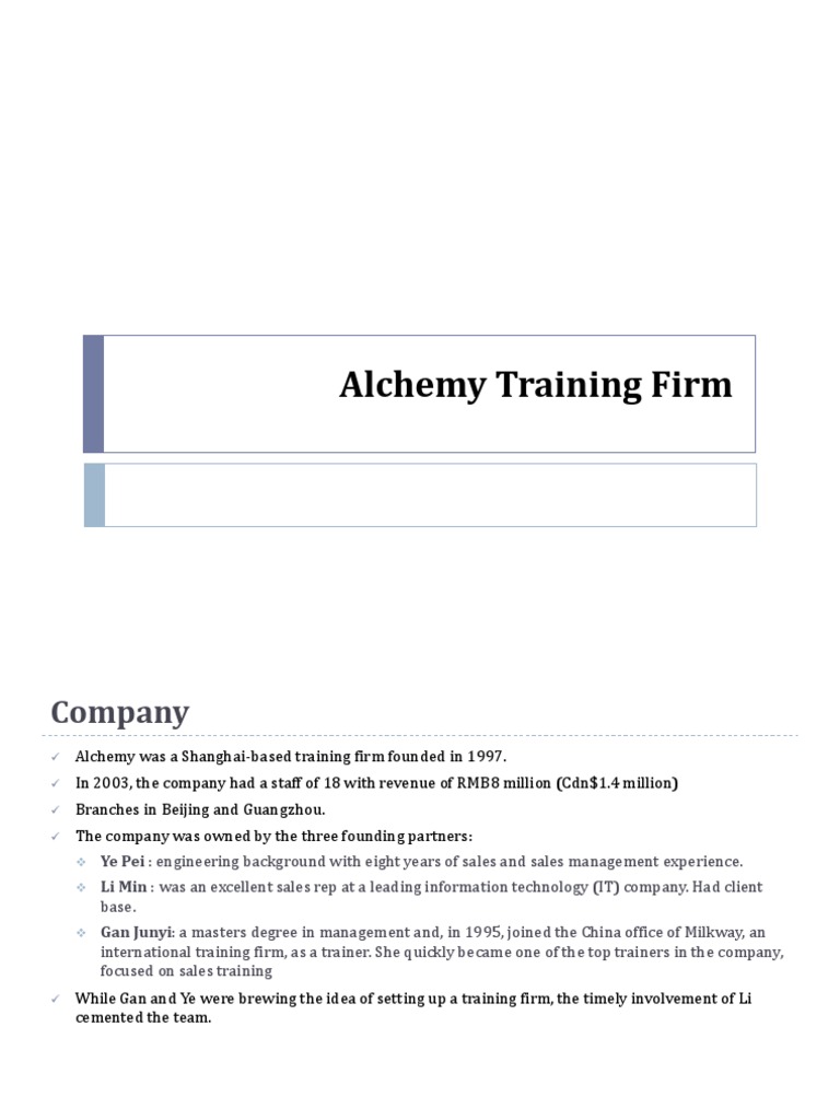 Alchemy Training Firm | PDF | Sales | Salary