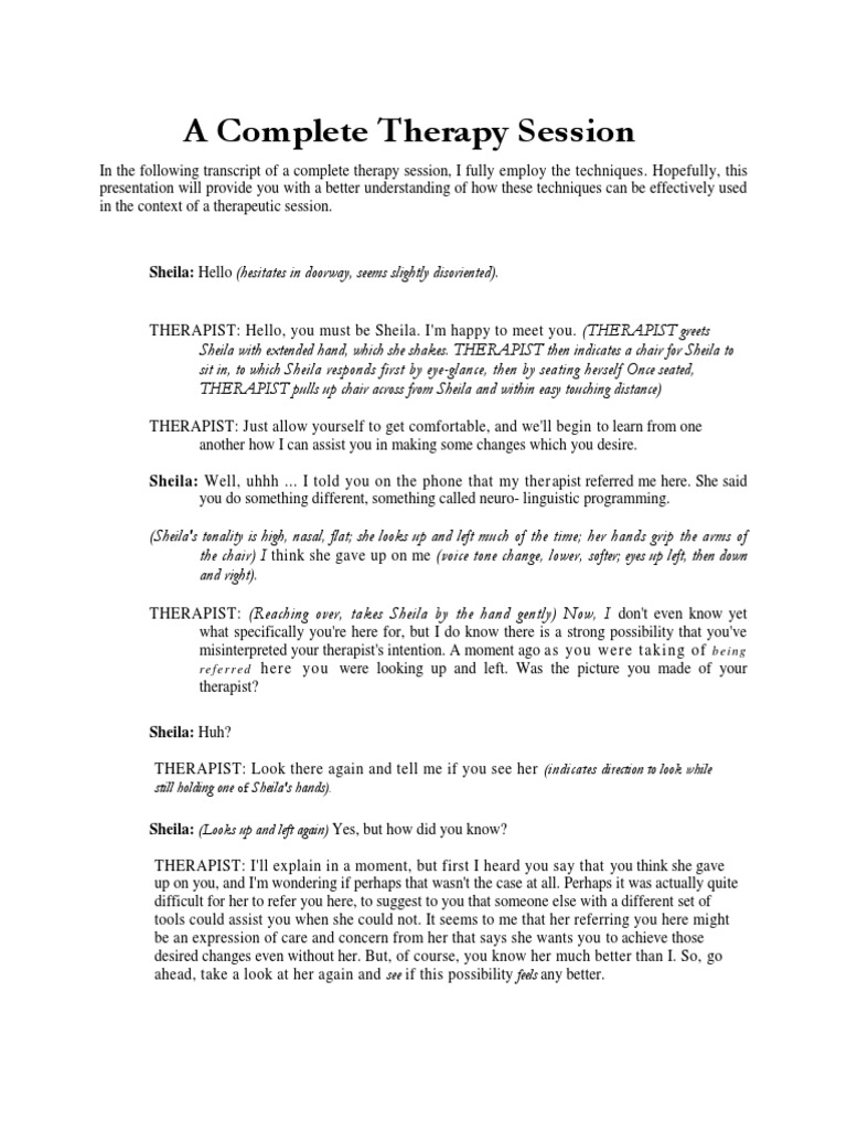 Complete Therapy Session Transcript | PDF | Consciousness | Orgasm