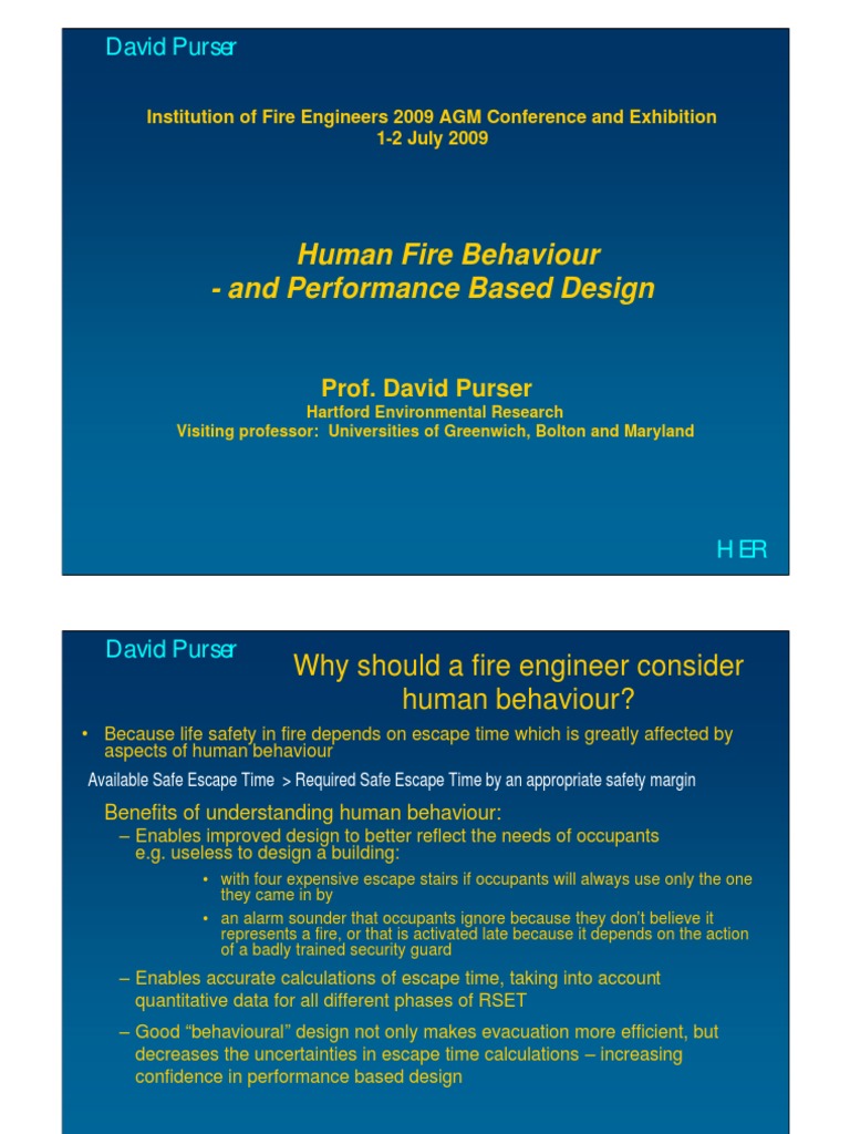 Purser Human Fire Behaviour 24june09 | PDF | Emergency Evacuation | Time