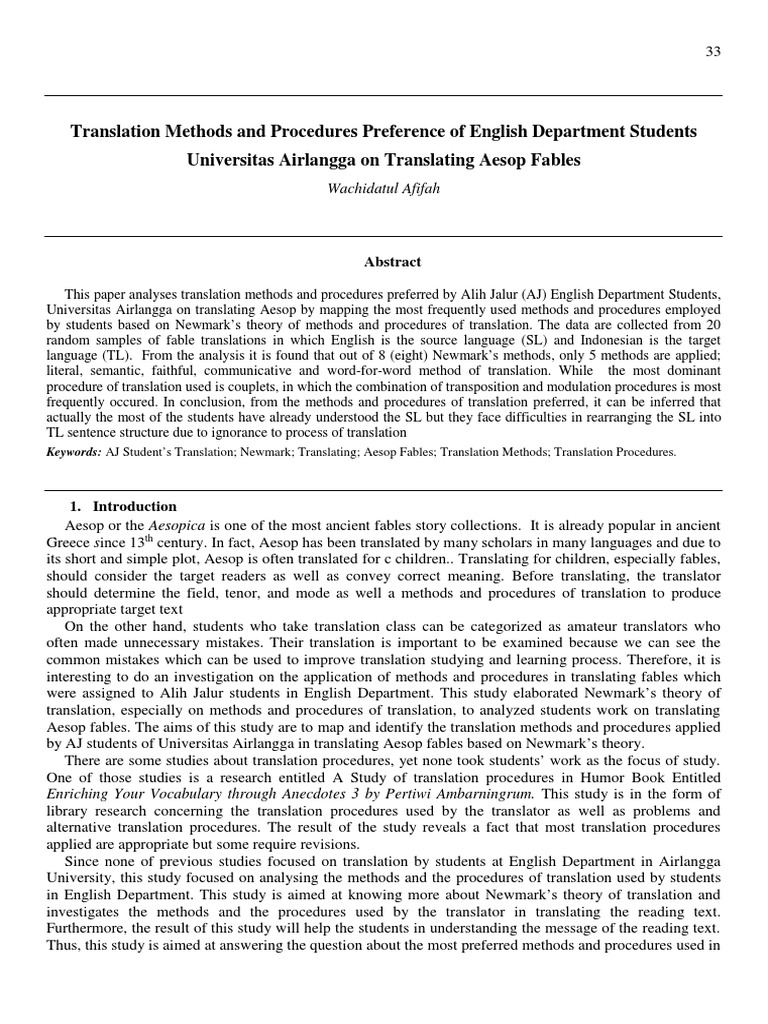 Translation Methods and Procedures | PDF | Translations | Grammatical ...