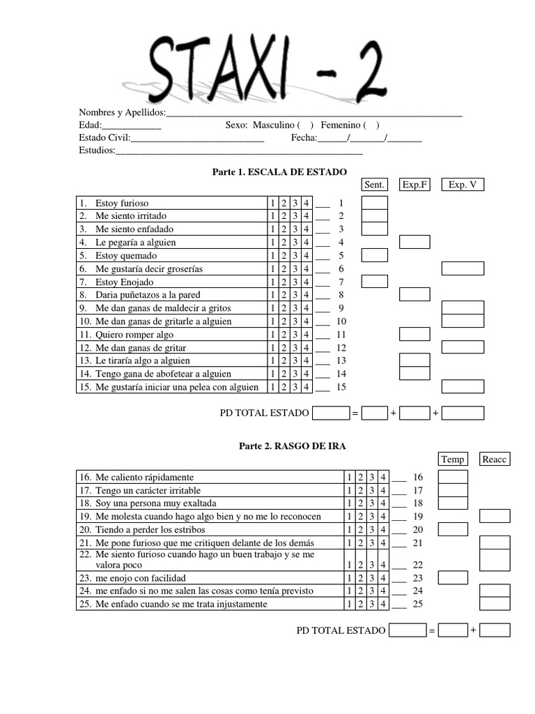 Staxi - 2 Cuestionario | Ira | Ajedrez
