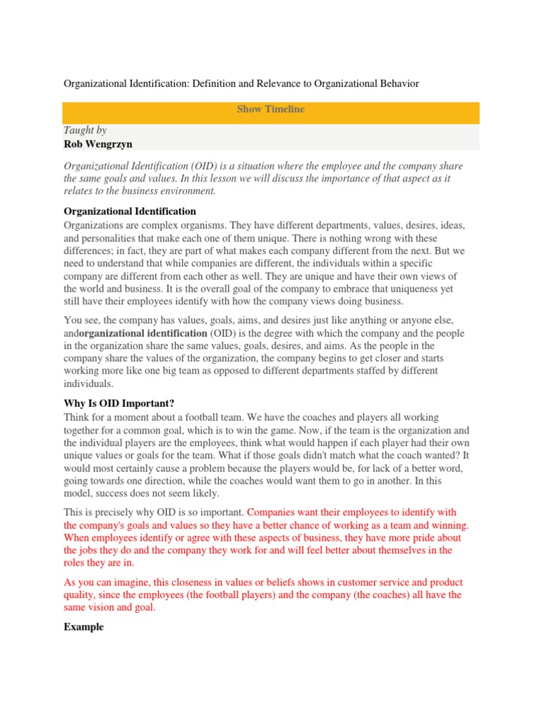 Organisation Identification 1 | PDF | Applied Psychology | Academic ...