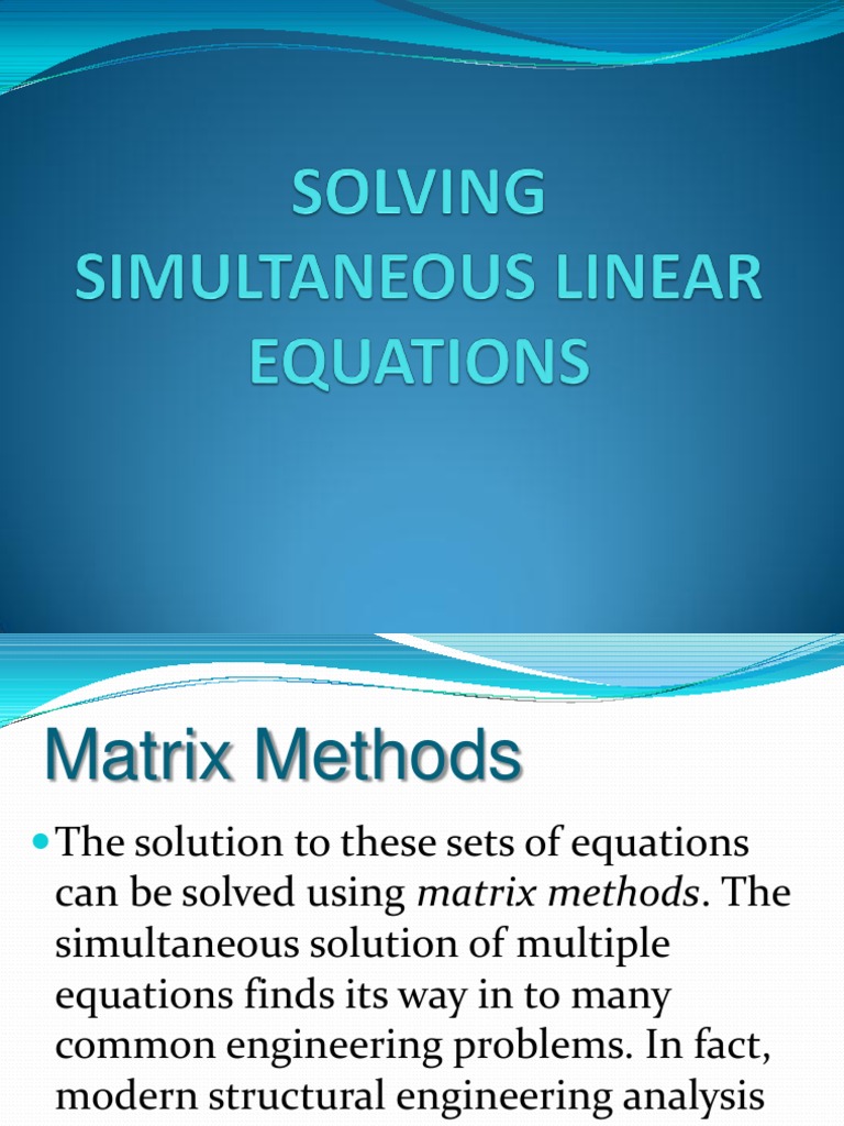 Solving Simultaneous Linear Equations | PDF