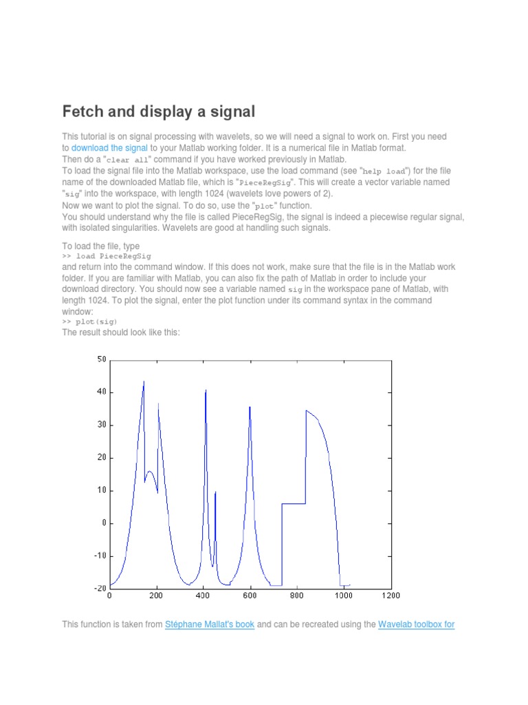 Load and plot piecewise regular signal | PDF | Matlab | Variable (Computer Science)