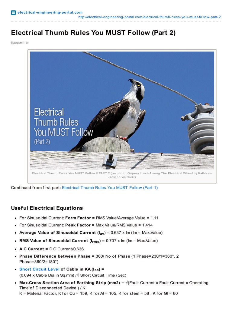 2 Electrical Thumb Rules | PDF | Voltage | Electric Power Transmission