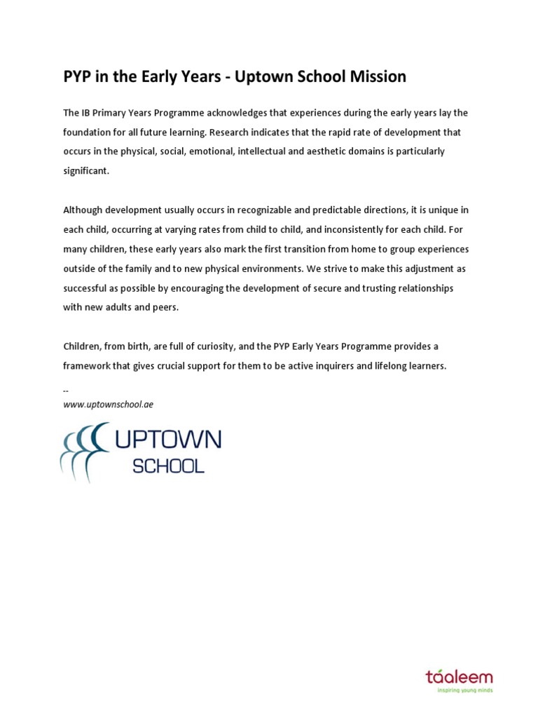 PYP Early Years Framework Overview | PDF