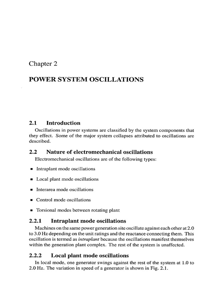 Power System Oscillations | PDF | Electric Power System | High Voltage ...