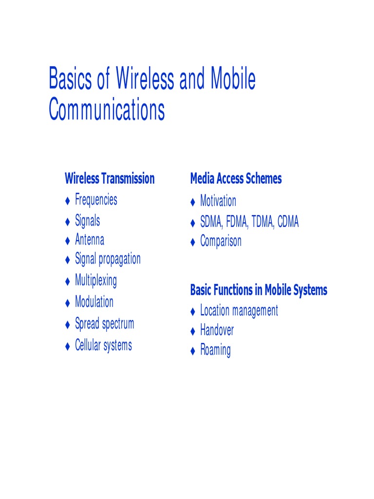 Mobile Communication Brief | PDF | Modulation | Channel Access Method
