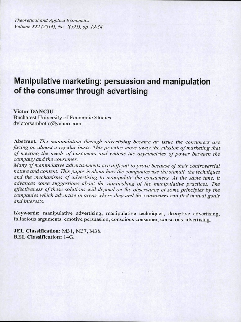 Manipulative Marketing | PDF | Advertising | Persuasion