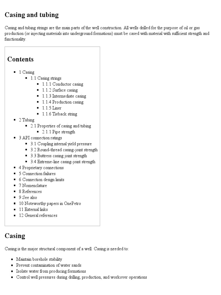Casing and Tubing | PDF | Casing (Borehole) | Strength Of Materials