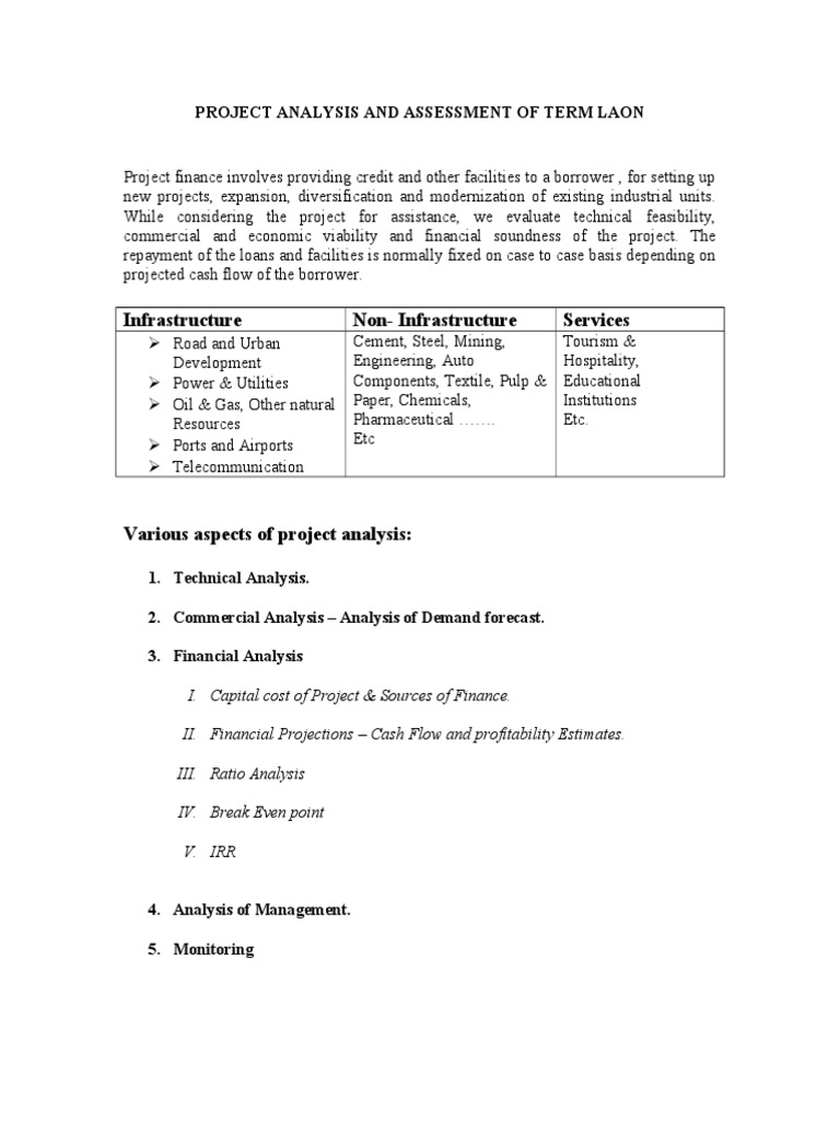 Infrastructure Non-Infrastructure Services: Project Analysis and ...