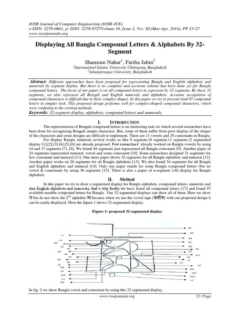 Displaying All Bangla Compound Letters & Alphabets by 32-Segment | PDF ...