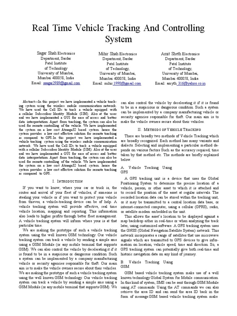 GSM Based Vehicle Tracking | PDF | Computer Engineering | Digital ...