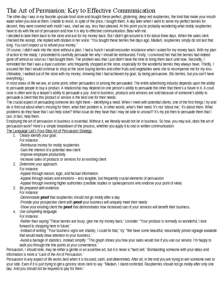 The Art of Persuasion | PDF | Persuasion