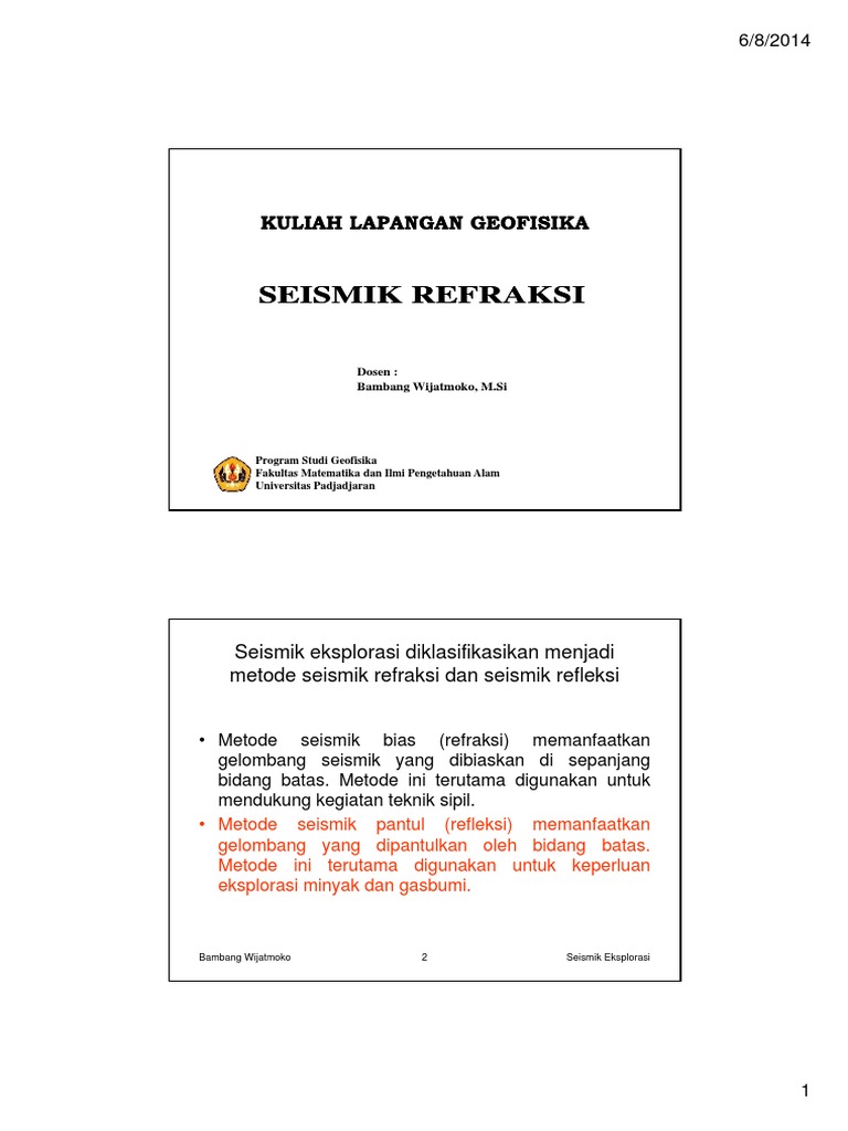 Metode Seismik Refraksi dalam Geofisika | PDF | Metode & Bahan Ajar ...