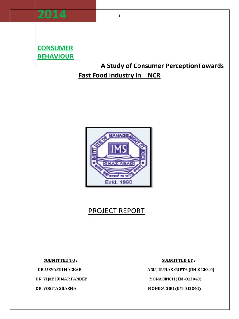 A Report of Consumer Behaviour | PDF | Food And Drink | Restaurant And ...